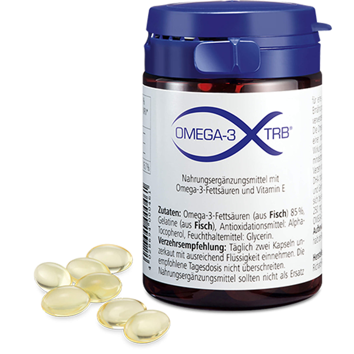 TRB Omega-3 Kapseln mit Omega-3-Fettsäuren und Vitamin E, 60 St. Kapse ...