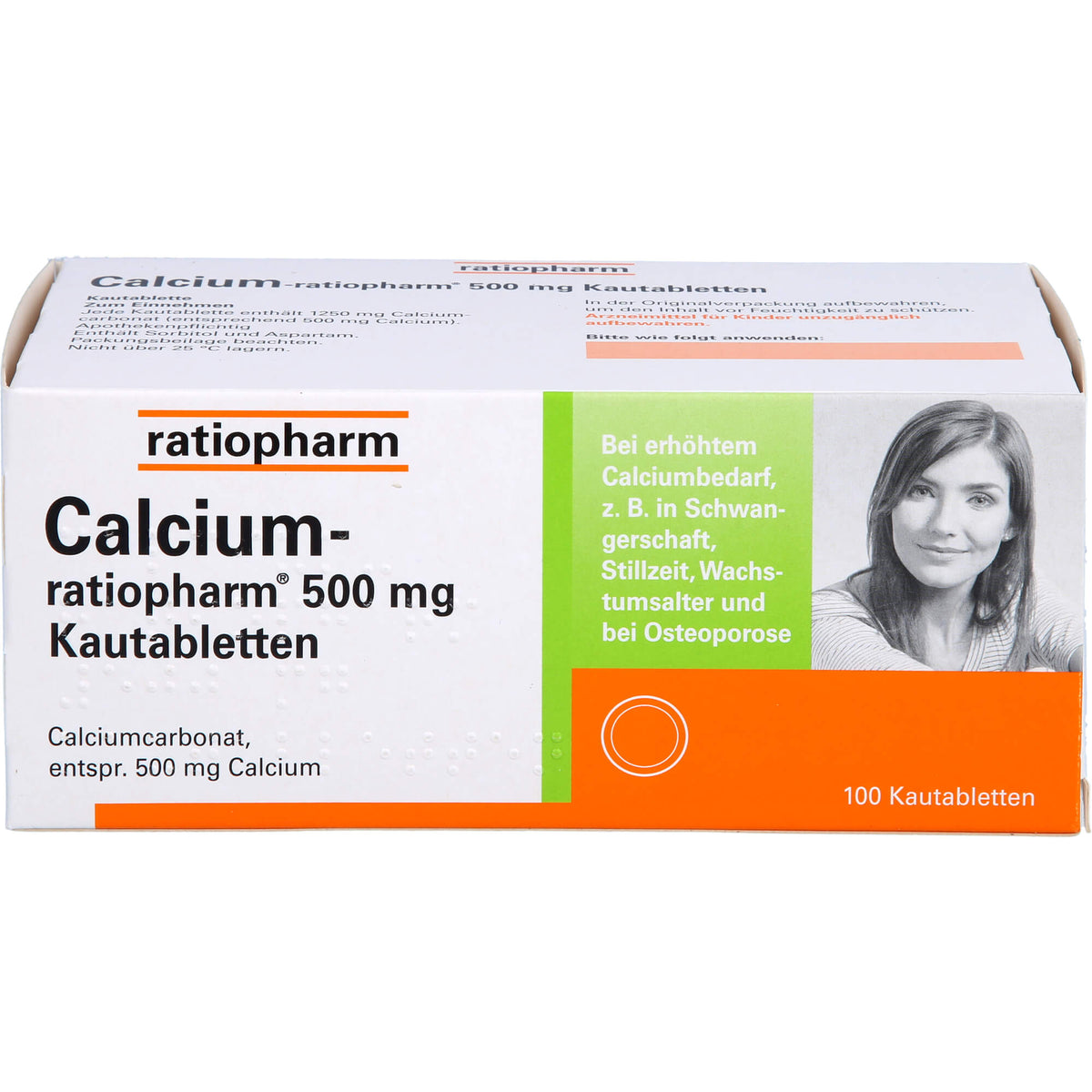 Calcium-ratiopharm 500 mg Kautabletten, 100 pcs. Tablets — apominga.de ...